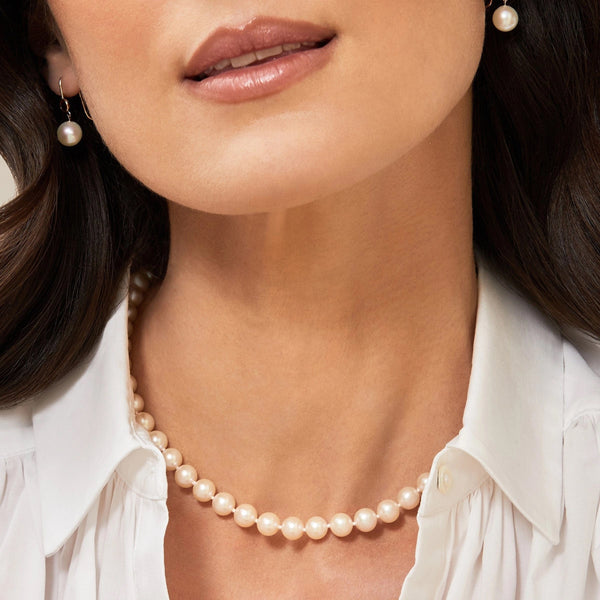 7.0-7.5mm White Freshwater Pearl Necklace - AAA Quality - Pure Pearls